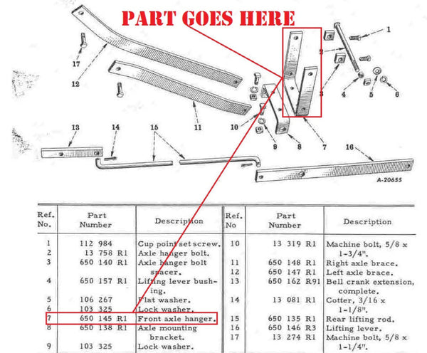 Push Blade Front Axle Hanger For Ih Farmall Cub Tractors 650145r1
