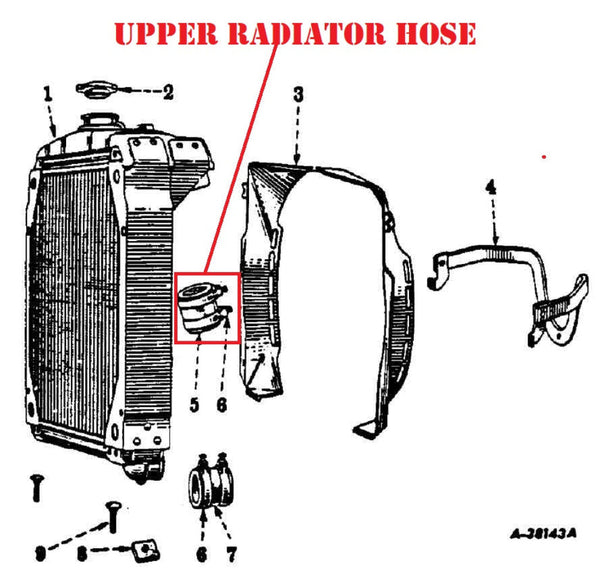 New Upper Radiator Hose for IH Farmall Super C, 100, 130, 200, 230 Tra ...
