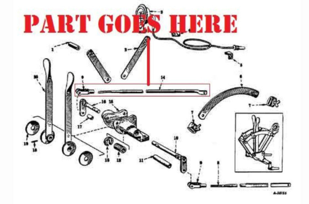 Left Side Hydraulic Control Rod with Clevis for Farmall 140, 130, Supe ...