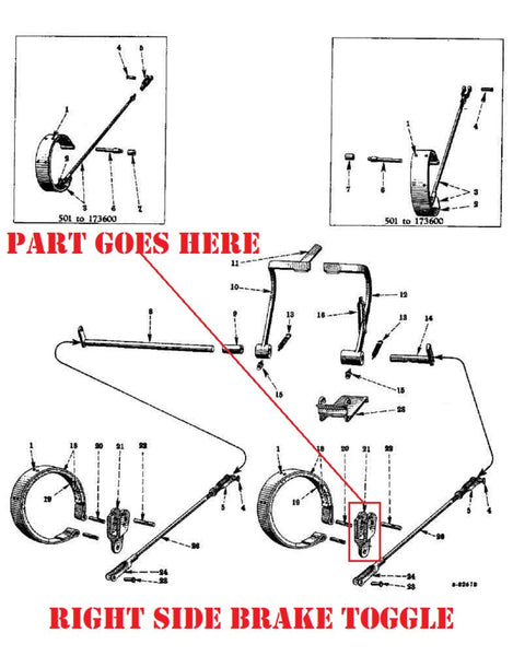 Right Side Toggle Brake Fork for Farmall Cub or Cub LoBoy Tractors, 35 ...